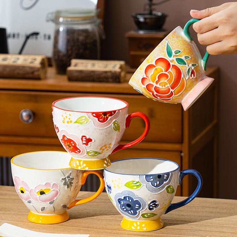 Hand-painted Embossed Underglaze Ceramic Mug – misolikeo