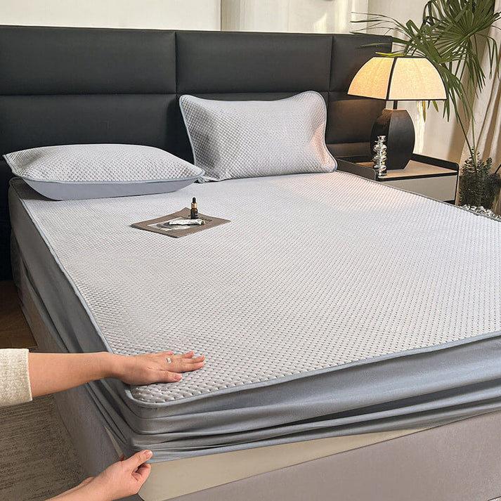 RETRACTABLE SUMMER ICE SILK FITTED SHEET / QUICK COOLING BED COVER ...